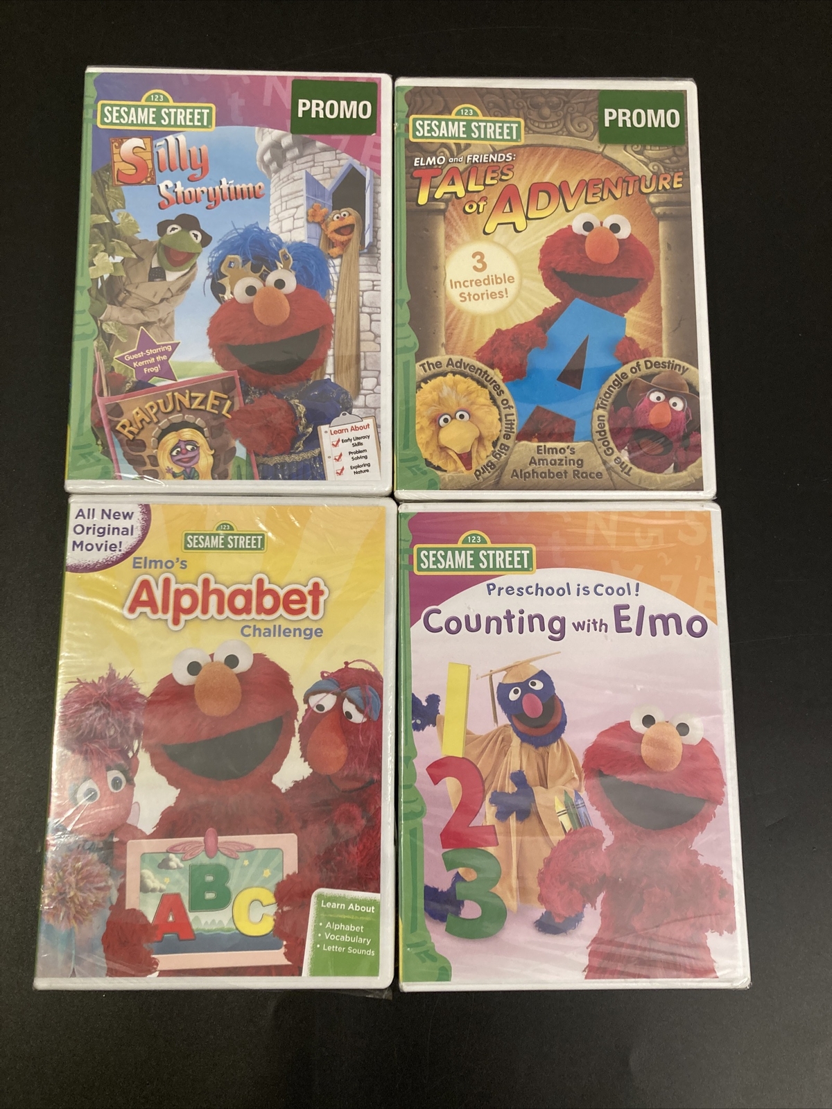 Lot of 4 Sesame Street DVD Elmo Alphabet Counting Silly Storytime Tales ...