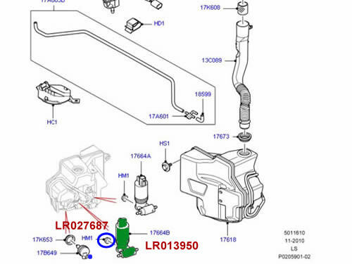LAND ROVER HEADLAMP WASHER MOTOR & PUMP RANGE SPORT LR4 EVOQUE LR013950 ...