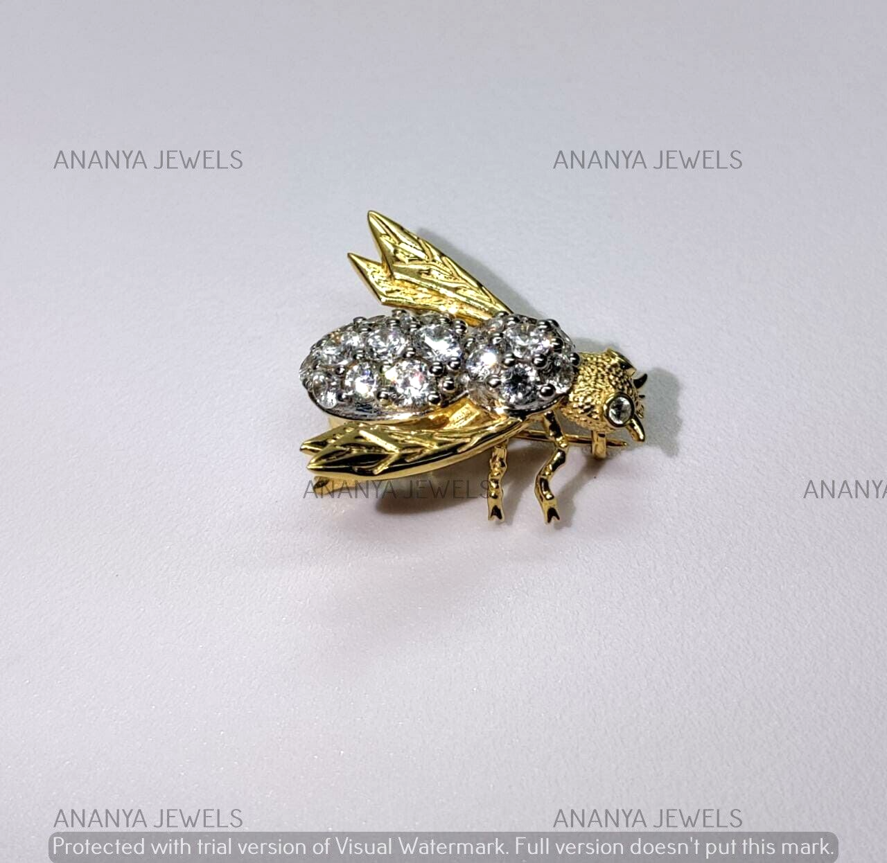 14k Yellow Gold Plated 2.00 CT Lab-Created Diamond Bee Design Women's ...