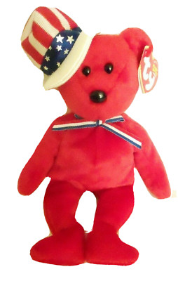 Ty Beanie Baby Sam Red Bear USA Independence Day DOB July 4, 2003 ...