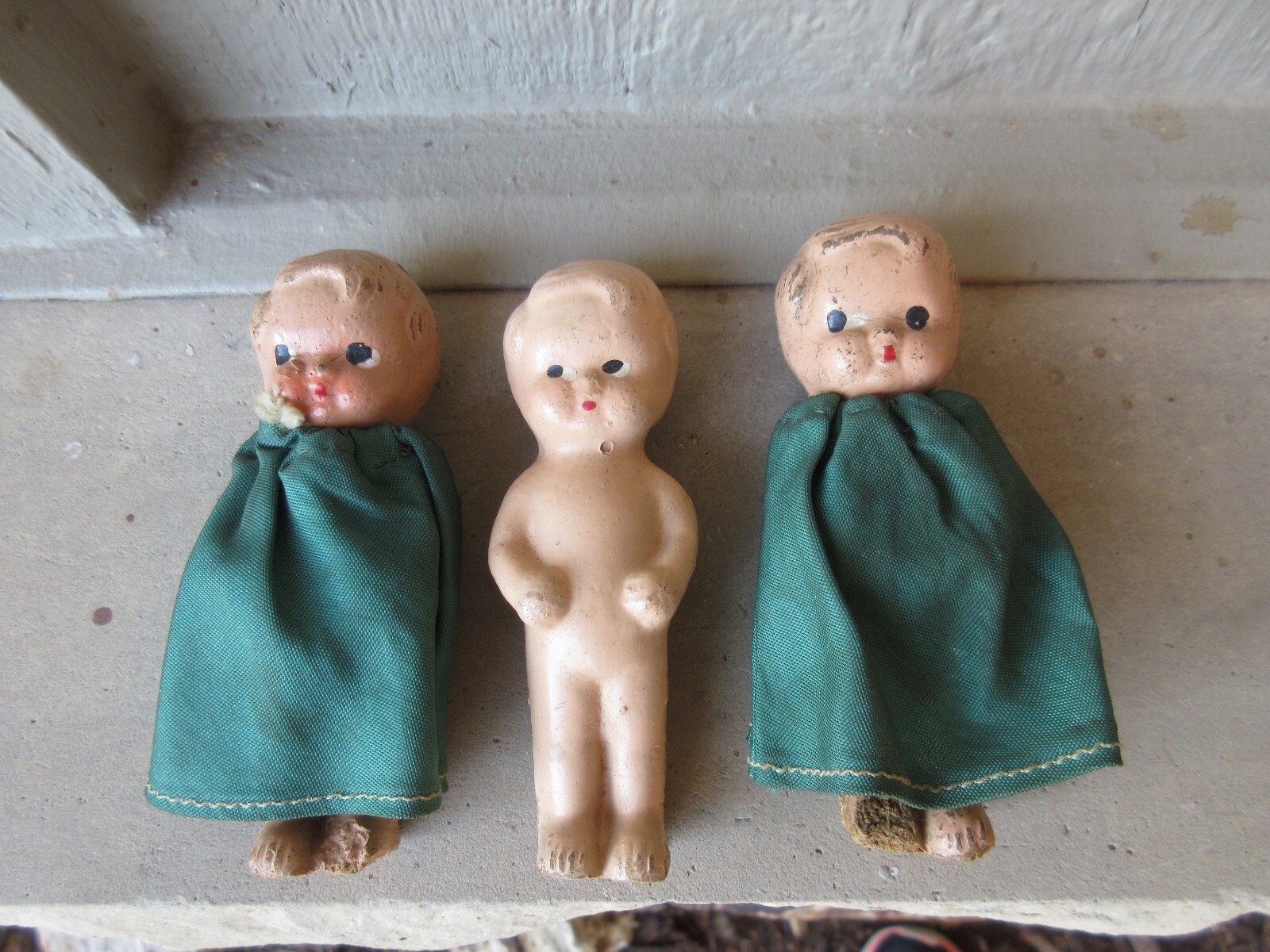 3 Vintage Miniature Paper Mache Dolls 3 1/2" Tall -- Triplets | eBay