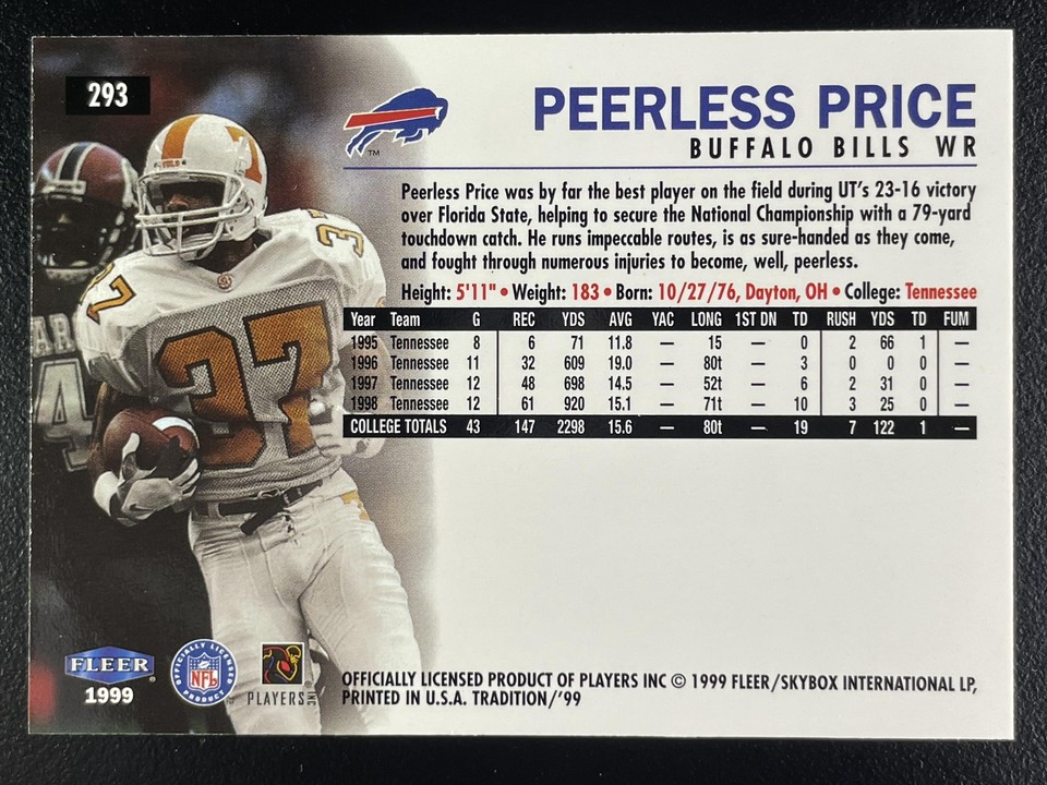 1999 Fleer Tradition #293 Peerless Price RC Buffalo Bills | eBay