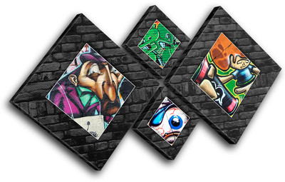 Abstract Funky Brick Wall Graffiti MULTI TOILE murale ART Photo Print ...