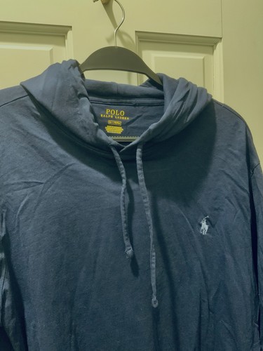 Ralph Lauren Polo Mens Cotton Hooded Long Sleeve Shirt Blue Sz M 175 ...