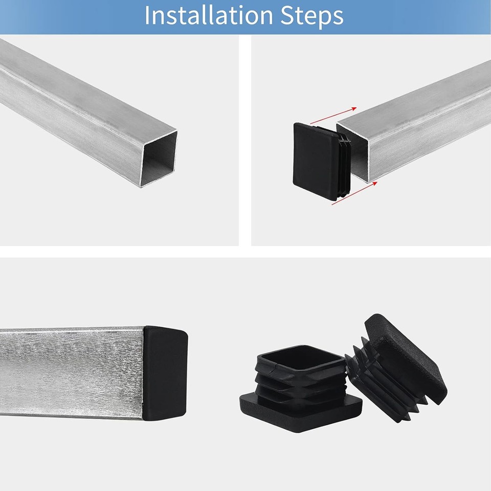 1 1X1 Square Tube End Cap Plastic Plugs 12 Pack, 1X1 1 Inch Square ...