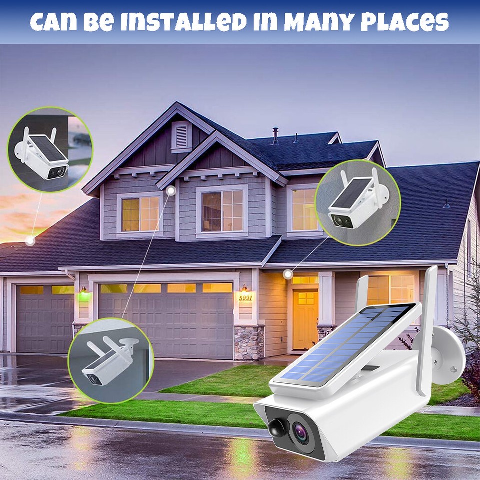 2x Wireless Solar Battery Powered Outdoor Audio Security Camera System ...