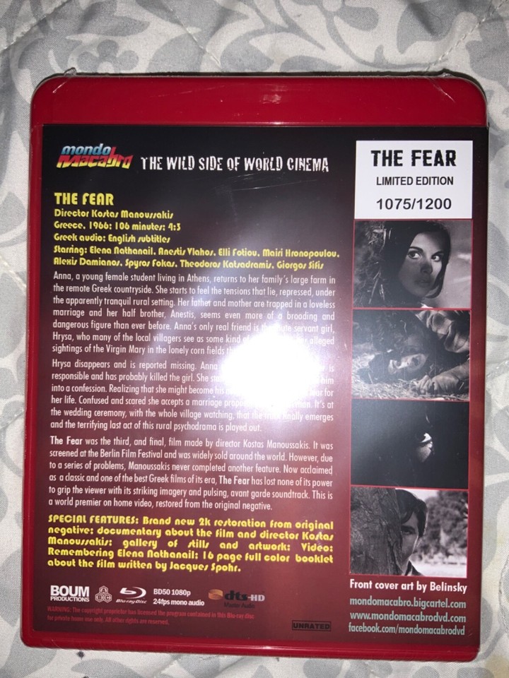Fear, The Blu-Ray Mondo Macabro Ltd. Ed. Red Case *NEW* | eBay