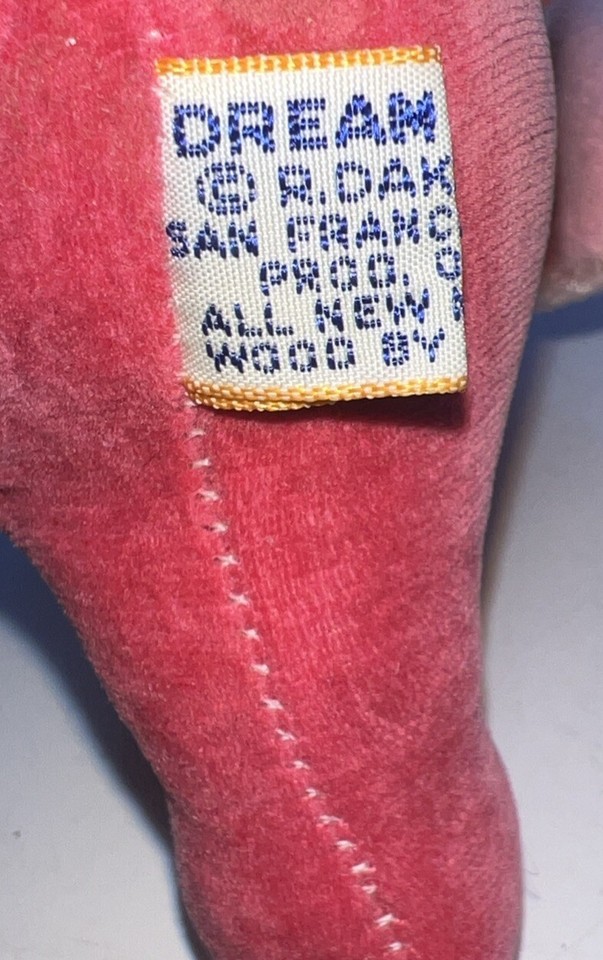 Vintage Dakin Dream Pets Pink Velvet Rufus Dog Plush With Two Flowers ...