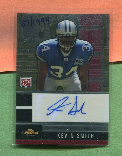 KEVIN SMITH DETROIT LIONS UCF 2008 TOPPS FINEST AUTOGRAPH CARD 67/1999 ...