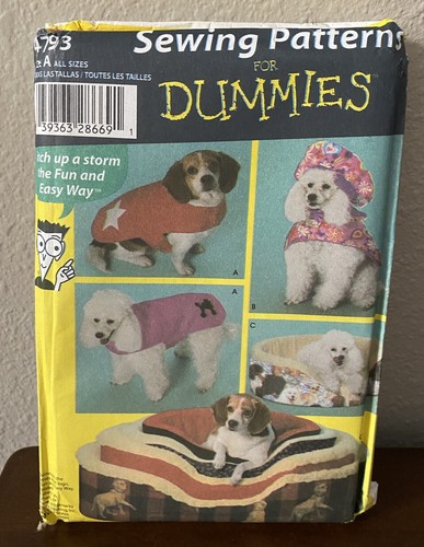 Simplicity Pet Sewing Pattern #4793 EZ Dog Clothes Hat Bed Size A Size ...