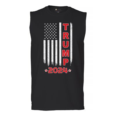 Donald Trump American Flag 2024 45 47 Muscle Shirt America First MAGA ...