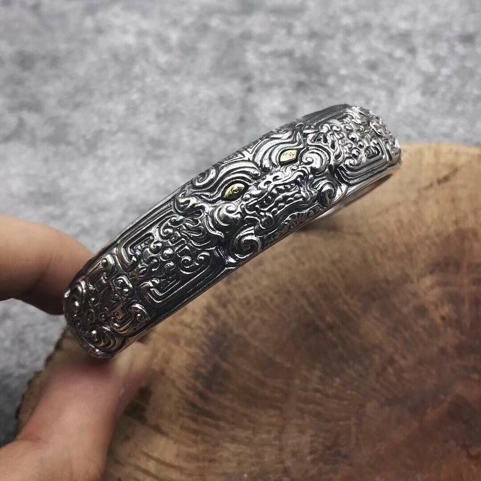 A25 Bangle Taotie Demon Protection Symbol Mythology Sterling Silver 925 ...