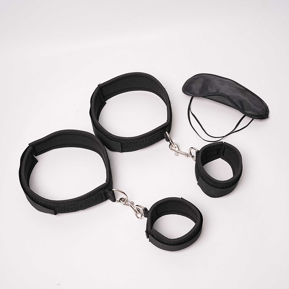 Bondage Kit Bed Restraint Harness Straps Handcuffs&Anklecuffs&Blindfold ...