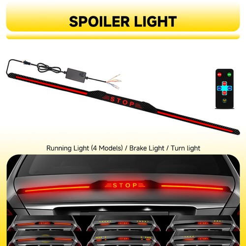 Carbon Fiber LED Car Tail Light Brake Strip Rear Spoiler Lip Trim ...