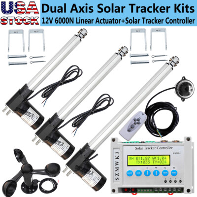 6000N Dual Axis Solar Panel Tracker Controller W/ Linear Actuator ...