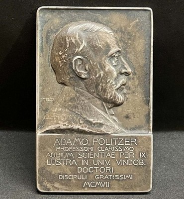 Hungary 1907 Adam Politzer Medicine antique plaque silver 80 grams ...