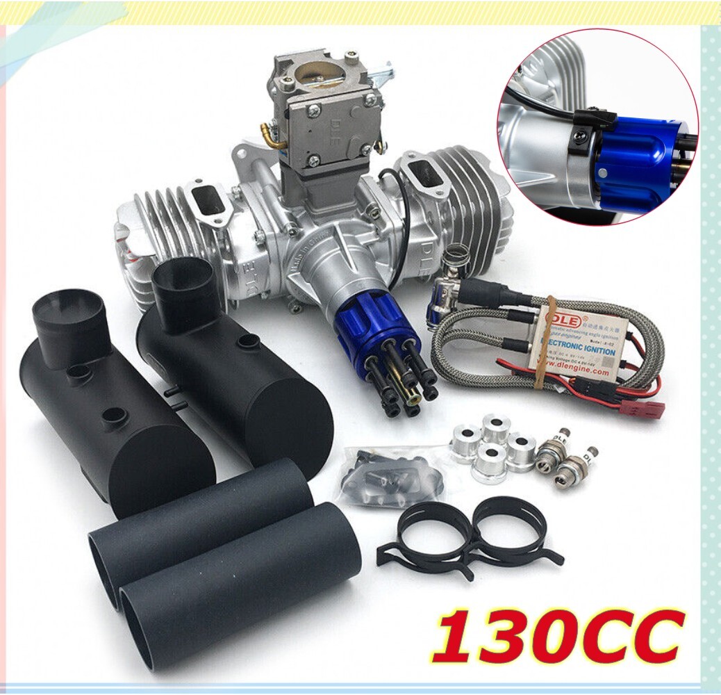 DLE 130CC Twin Cylinder Gasoline Engine with Electronic Ignition CDI ...