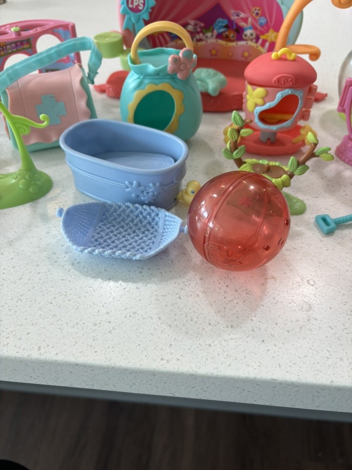 BIG LOT Littlest Pet Shop LPS PLAYSET PIECES Carriers Cages Wagon Ball ...