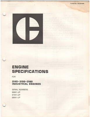Cat 3145, 3150, 3160 Industrial Engines Specifications Manual (REG01436 ...