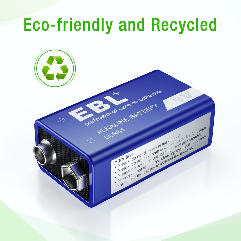 9 Volt Alkaline Single Use Battery / 9V Rechargeable Li-ion Batteries ...