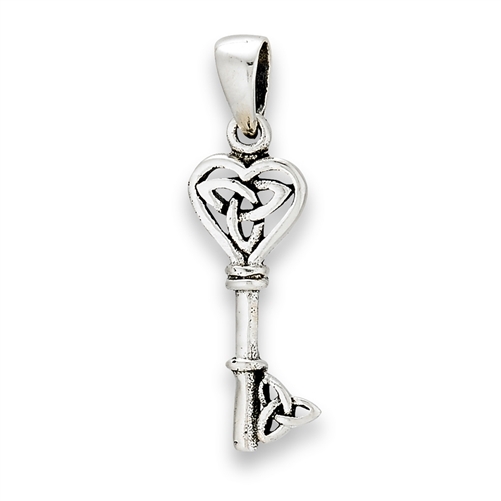 STERLING SILVER CELTIC KEY WITH TRIQUETRAS PENDANTl | eBay