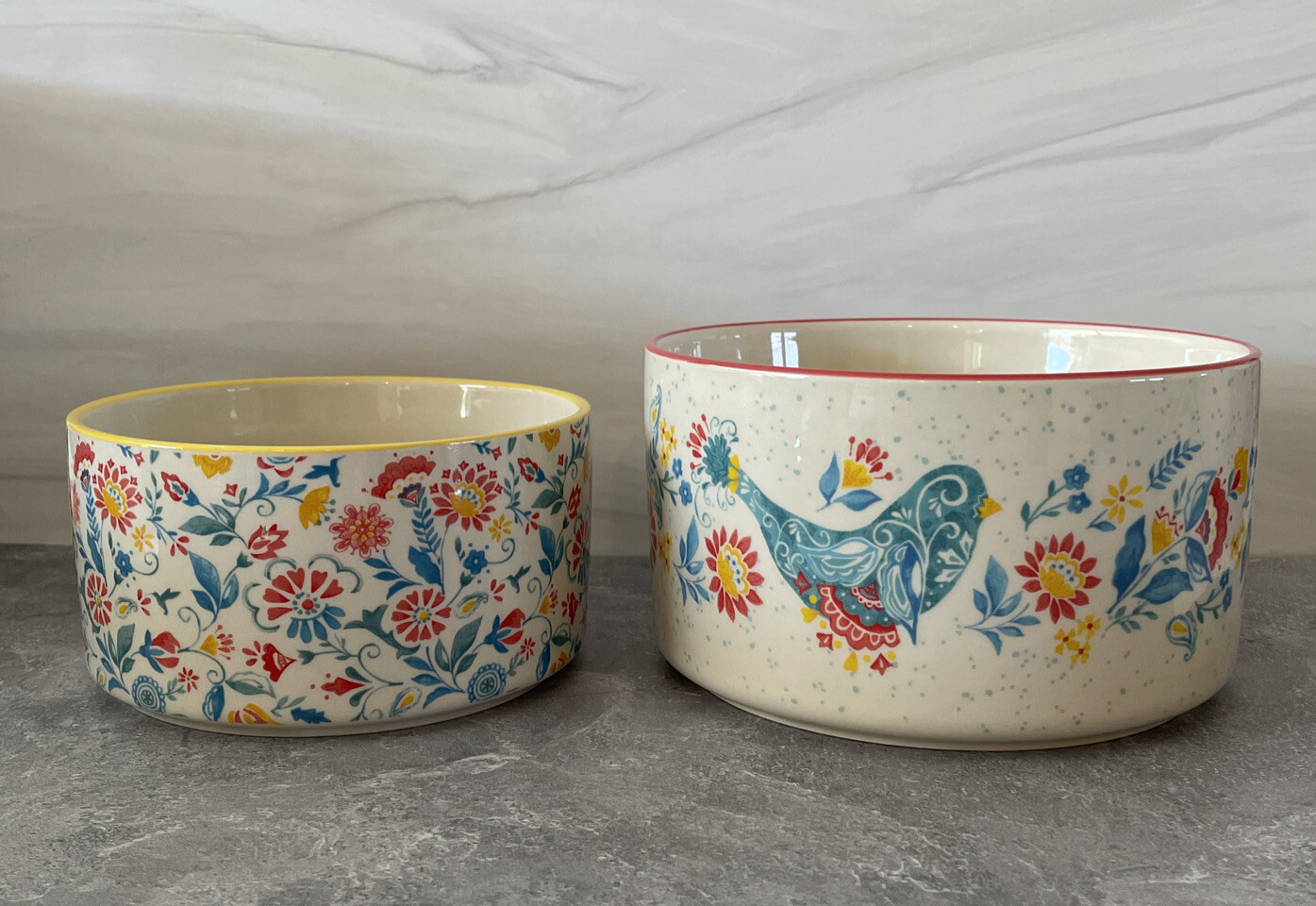 Set Of 2 PIONEER WOMAN Nesting Stacking Mixing Bowls HTF Blue Yellow 7 ...