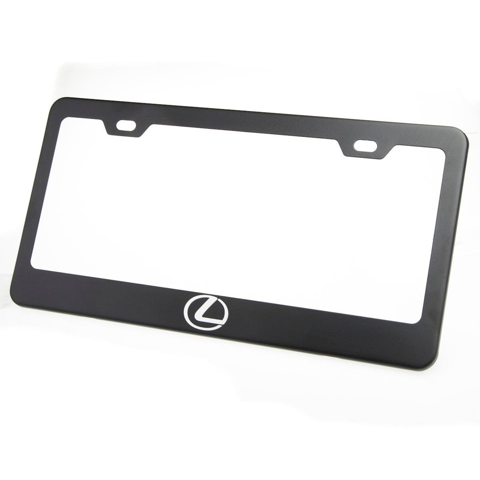 For Lexus License Plate Frame Matte Black W/ Chrome Logo Engraved Cap ...