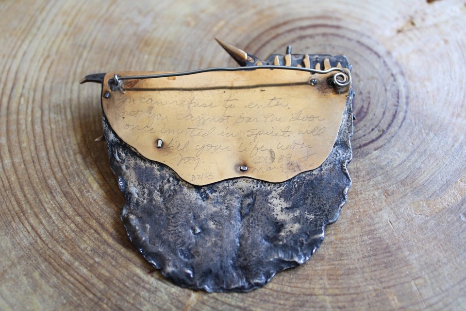 Large Citrine, Sterling Silver & Bronze Brutalist Pin by Margaret Ellis ...