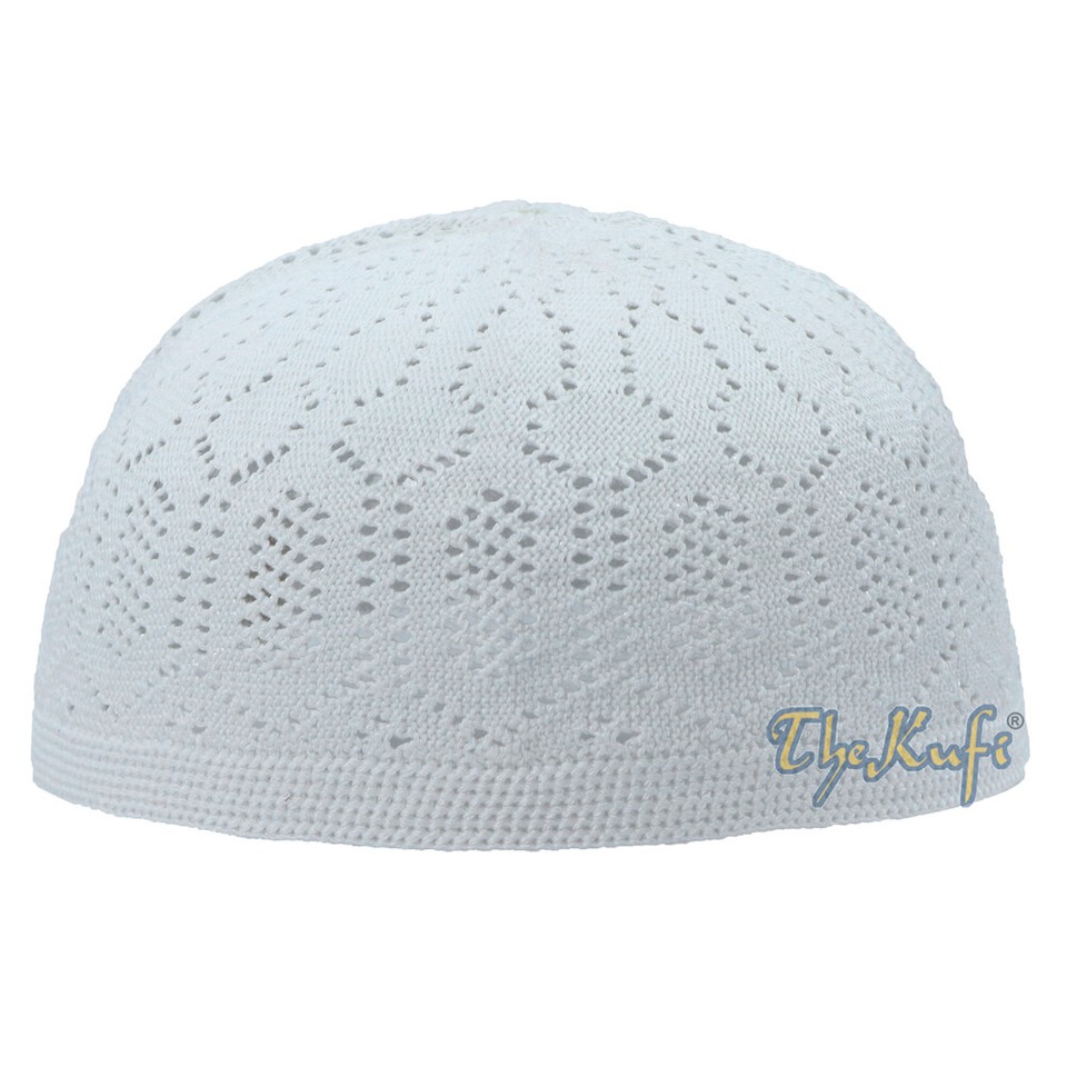 White Mercan Turkish Machine Knit Thin Acrylic MUSLIM Kufi Konya Prayer ...