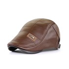 Men Beret Hat Leather Cap Newsboy Gatsby Flat Cap Ivy Golf Driver Cap ...