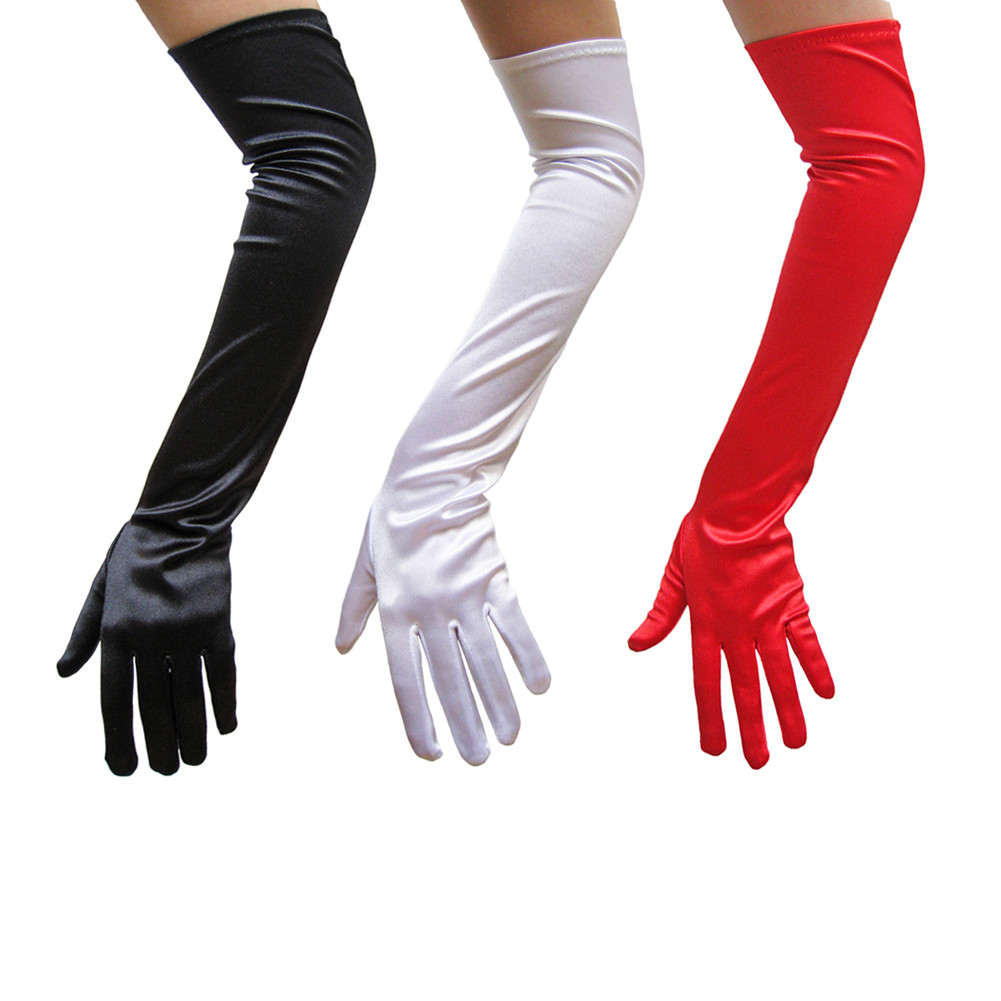 Long Opera Length White Satin Gloves ~ DANCE WEDDING PROM FORMAL ...