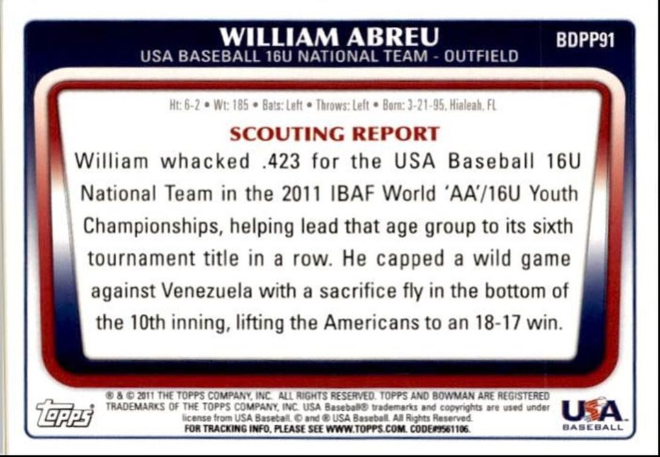 2011 Bowman Draft Picks & Prospects William Abreu X USA #BDPP91 | eBay