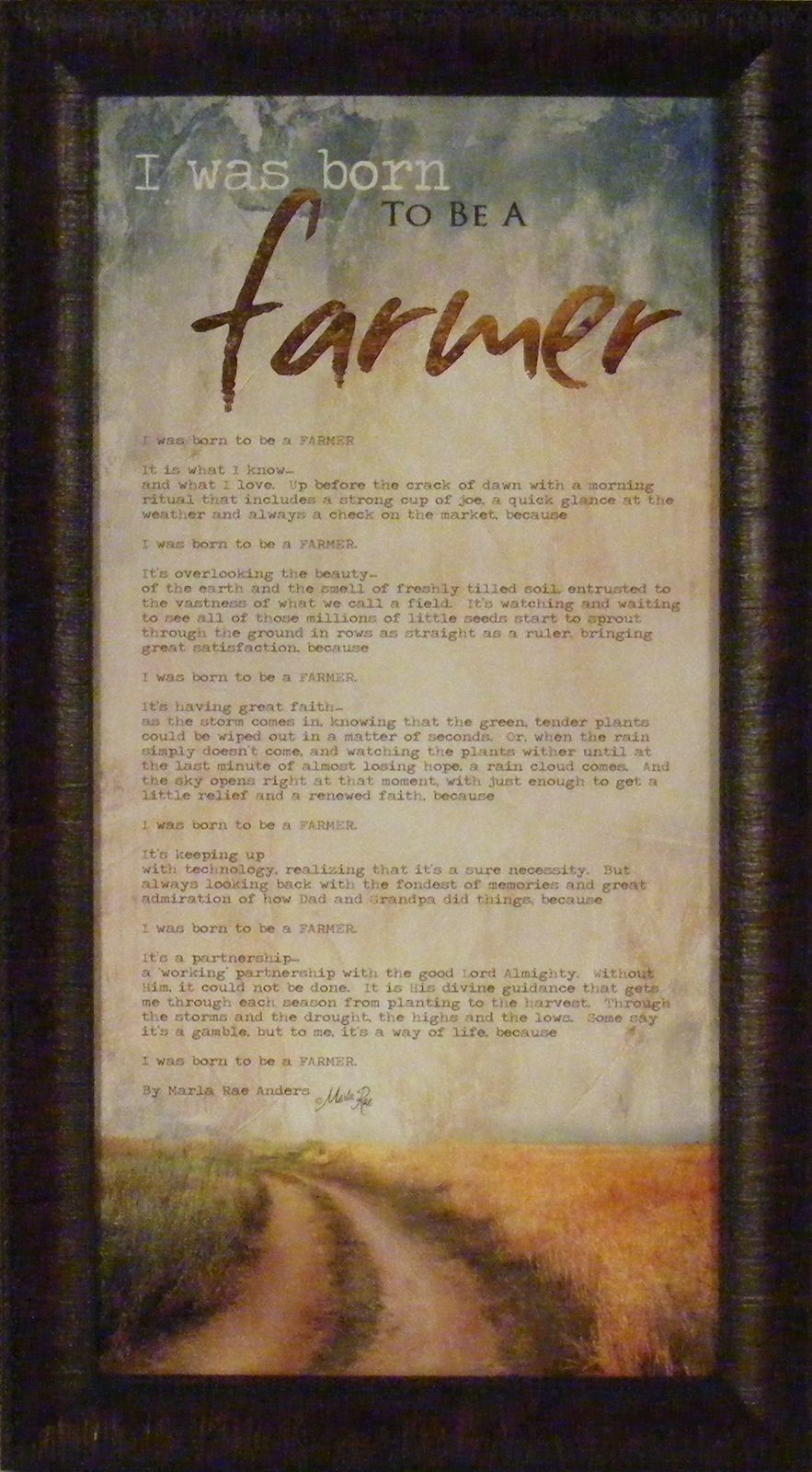 BORN TO BE A FARMER - Marla Rae 15x27 Inspirational Sign Farming Farm ...