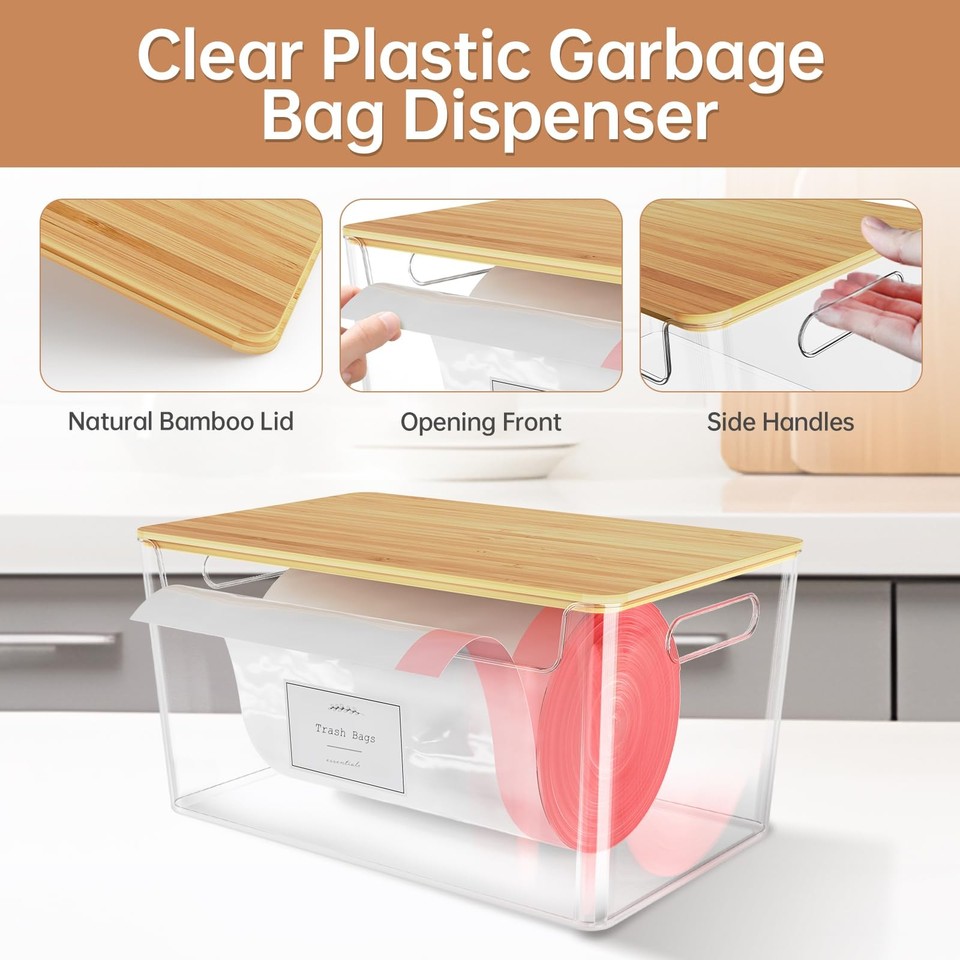 2 Pack Trash Bag Holder Under Sink Stackable, Plastic Garbage Dispenser ...