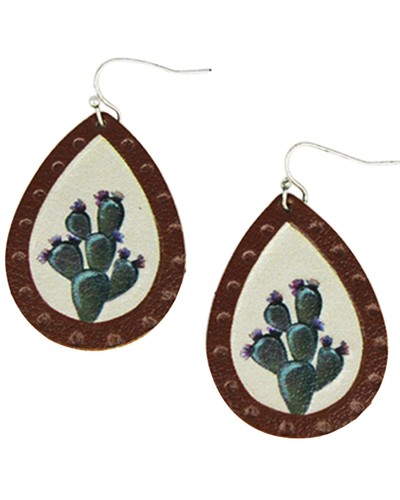 Prime Time Jewelry Women's Cactus Print Teardrop Earrings - PE10569 ...