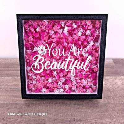 Filament Waste Shadow Box Art- 8 x 8 inch Handmade Eco Decor w ...