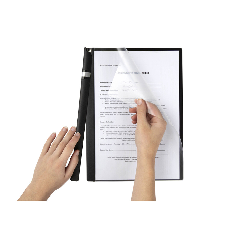 4PK Marbig Clear Front File Document/Paper Holder A4 Spine Clamp Cover ...