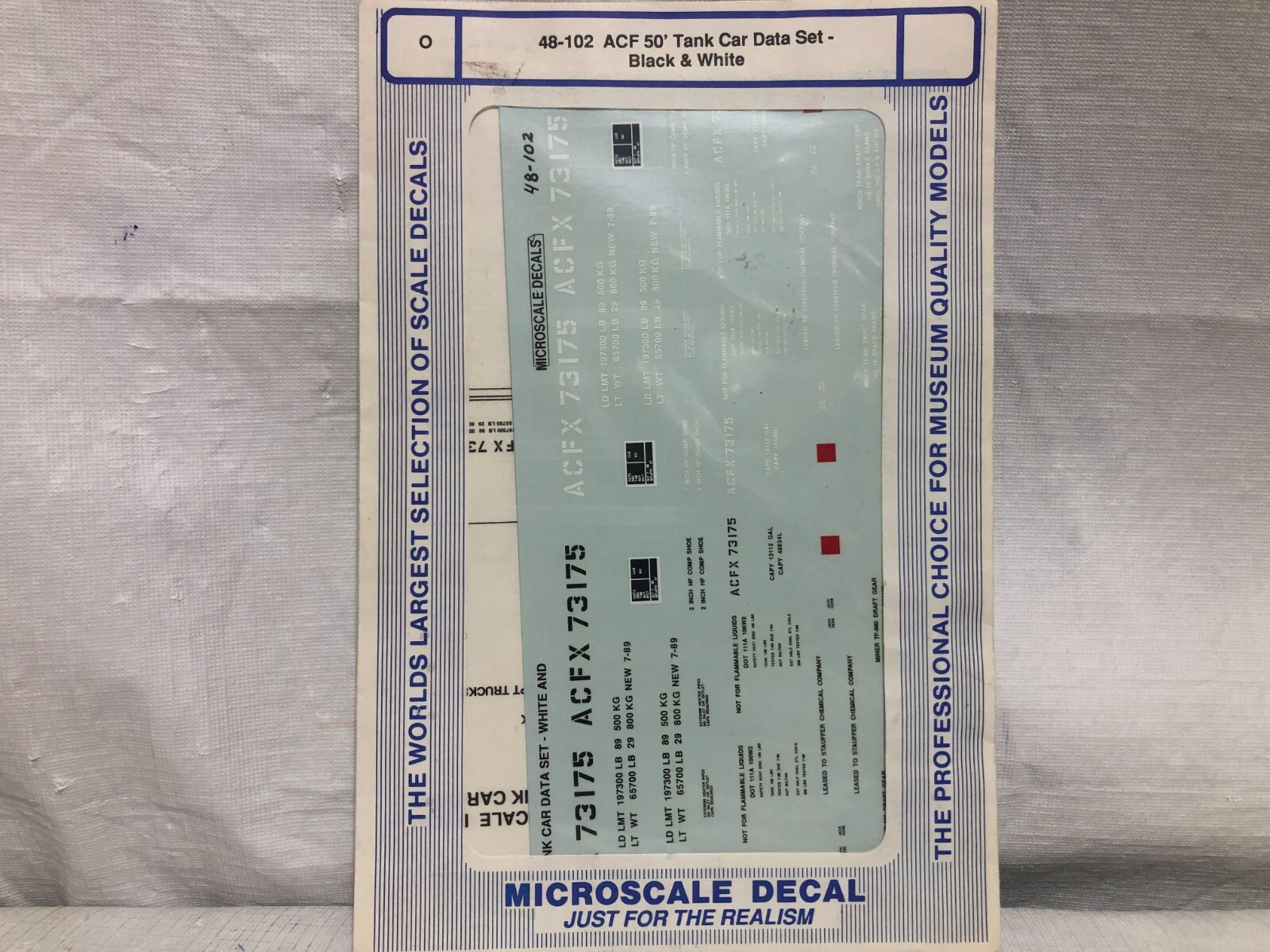 O Scale Microscale Decals 48-102 ACF 50' Tank Car Data Set- Black ...