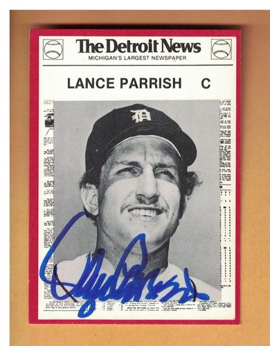 Lance Parrish AUTOGRAPHED 1981 DETROIT FREE PRESS CARD SIGNED Detroit ...