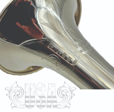 CUSTOM ENGRAVED "USA" Regiment Bugle-NICKEL-Key of G/F- Padded Case ...