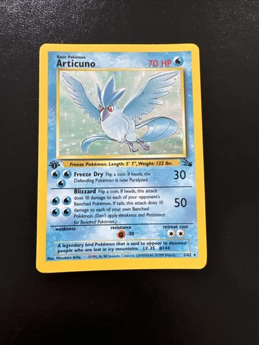 Pokemon TCG Articuno Fossil 2/62 1st Edition Holo Rare Vintage Card ...