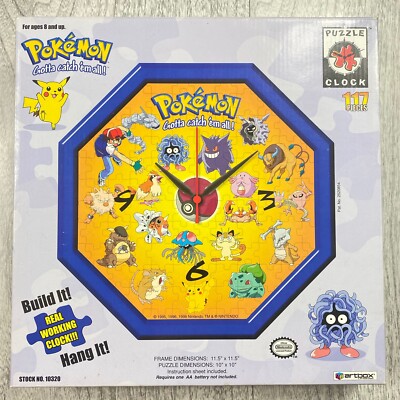 1998 Pokémon Puzzle Clock Gotta Catch 'Em All NINTENDO New Open Box DIY ...