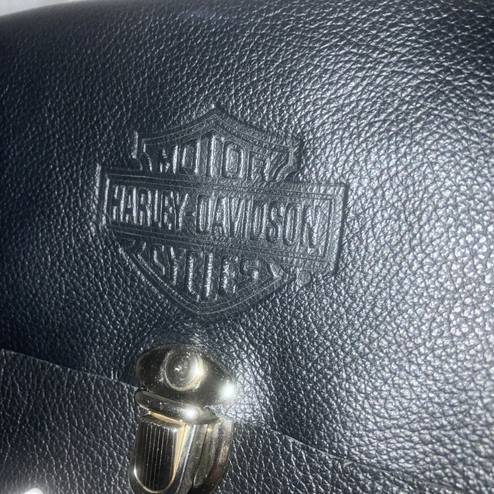 Harley Davidson Leather Embossed Pouch 7 1/4"x6" Hi… - Gem