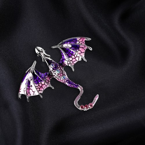 Vintage Dragon Lapel Pin Hat Brooch Oil-dripping Flying Rhinestone ...