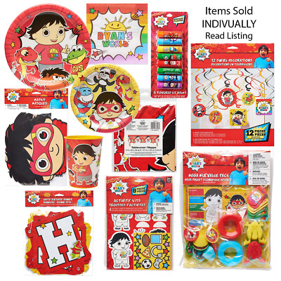 RYAN'S WORLD Birthday Party Plates Napkins Banner Gummies Toys Favors ...
