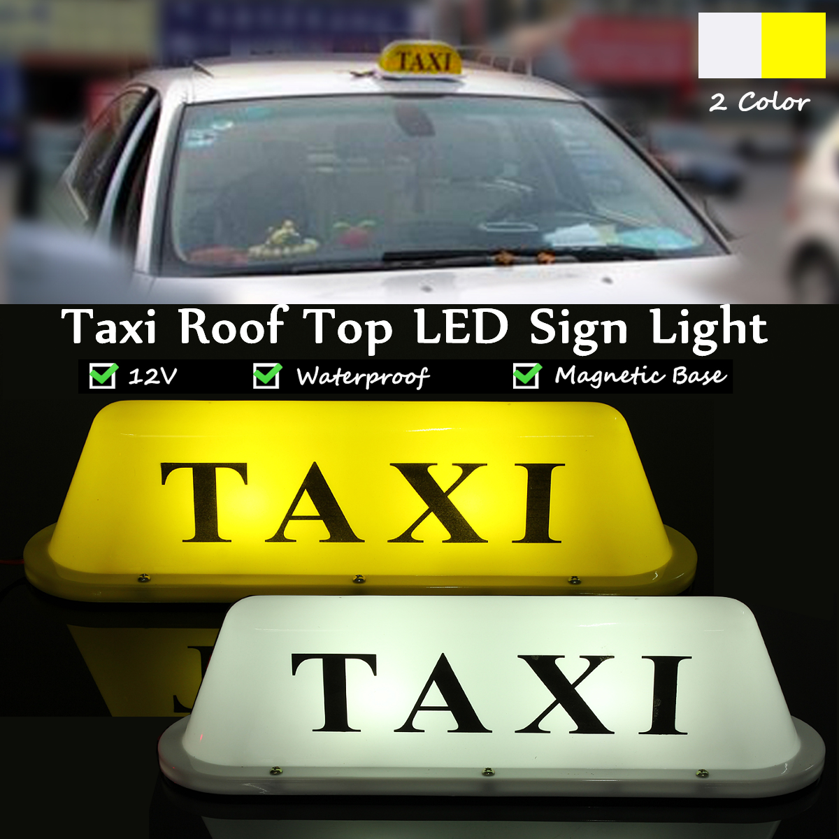 DC12V Led Light Taxi Cab Roof Top Illuminated Sign Car Magnetic ...