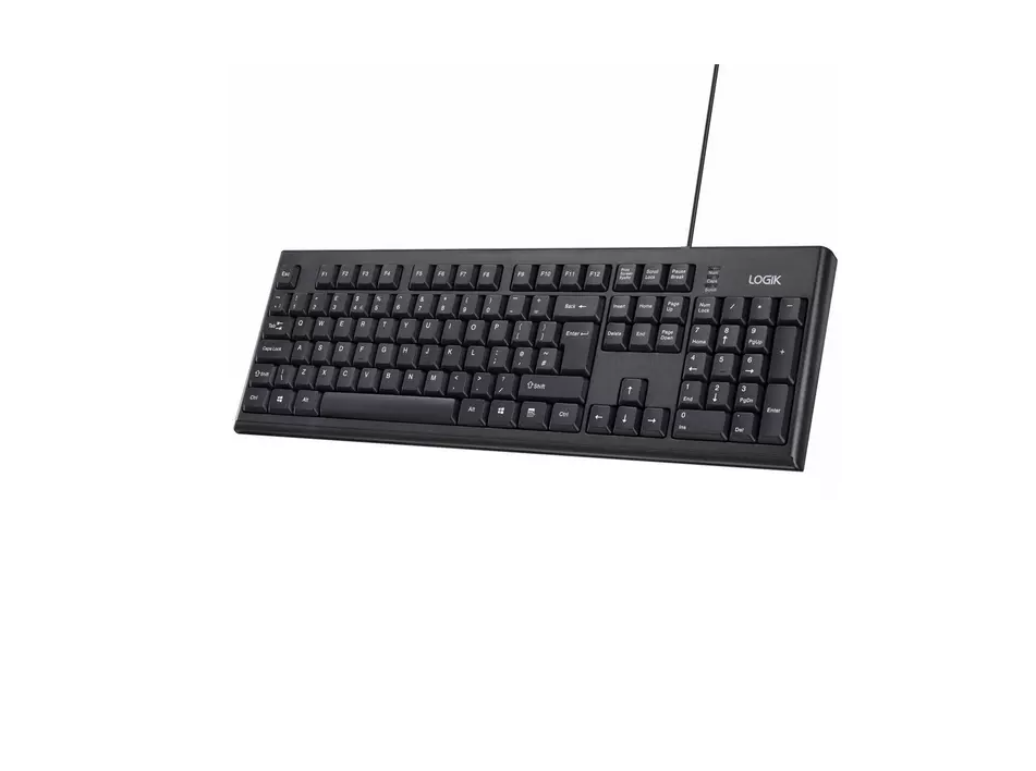 Logik LFSWDKB23 Wired UK USB Wired Keyboard With Numeric Keypad Black ...