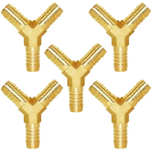 5PCS 5/8" ID Hose Barb Thick Brass Y Shaped 3 Way Union Fitting ...
