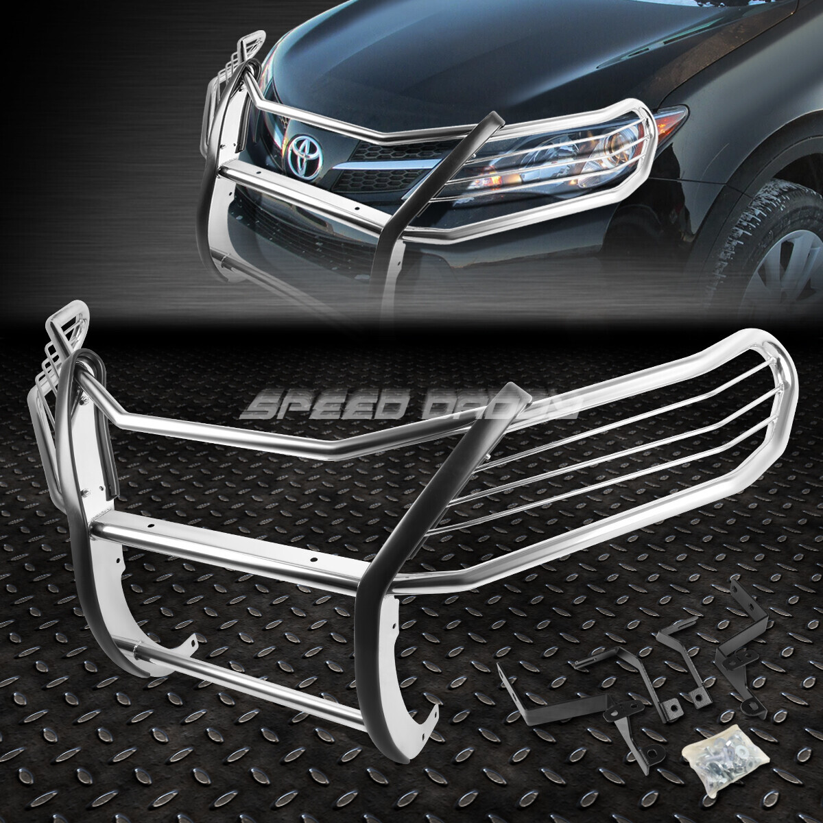 FOR 13-17 TOYOTA RAV4 XA40 CHROME STAINLESS STEEL FRONT BUMPER BRUSH ...