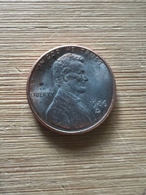 1986 D Lincoln Penny 1 Cent Error Missing Copper Clad Layer Both Sides ...